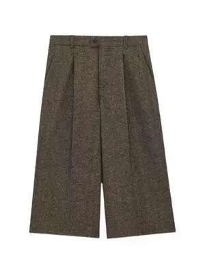 Saint Laurent Culottes In Herringbone Wool - Brown