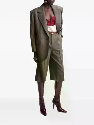 Saint Laurent Culottes In Herringbone Wool - Brown