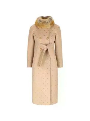 Valentino Garavani Sequin-embellished Faux-fur Collar Coat