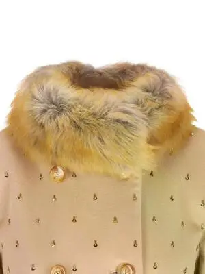 Valentino Garavani Sequin-embellished Faux-fur Collar Coat