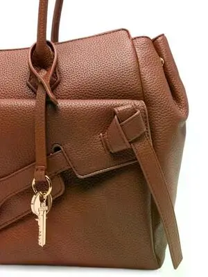 Moschino Logo-plaque Pebbled Tote Bag - Brown