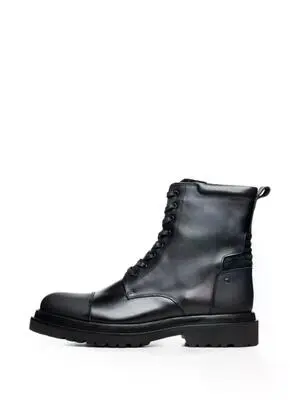 POCHE PARIS Lace-up Panelled Ankle Boots - Black