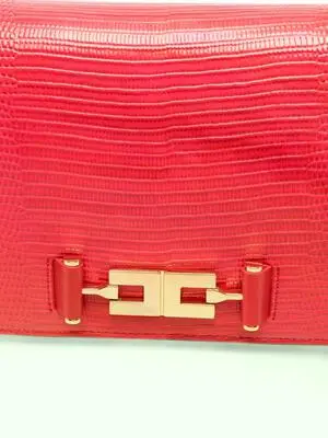 Elisabetta Franchi Lizard-effect Logo-plaque Clutch Bag