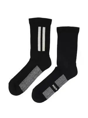 Rick Owens Logo-detail Stripe-trim Socks - Black