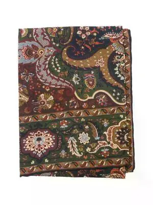 Etro Silk-blend Jacquard Scarf With Houndstooth Motif And Print - Green