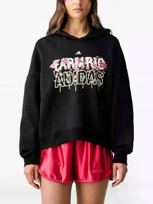 Adidas X Farm Rio Floral-print Hoodie - Black