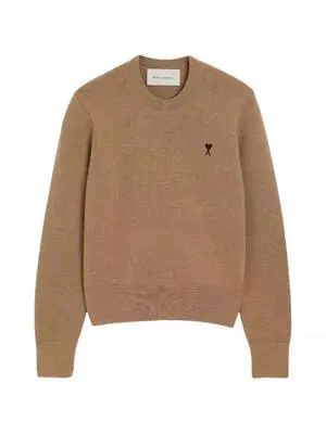 AMI Paris De Coeur Logo-embroidered Jumper - Brown