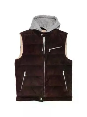 Eleventy Quilted Hooded Gilet - Purple