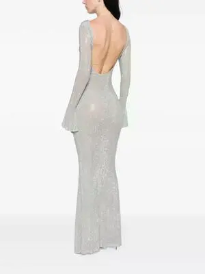 TWENTY FOURHAITCH Sequin-embellished Bell-sleeve Maxi Dress