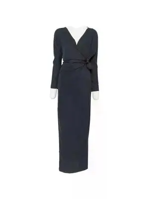 CORTANA Wrap-style Tied-waist Maxi Dress - Blue
