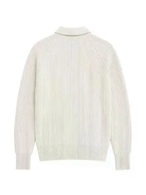 Brunello Cucinelli Ribbed-knit Long-sleeve Polo Shirt