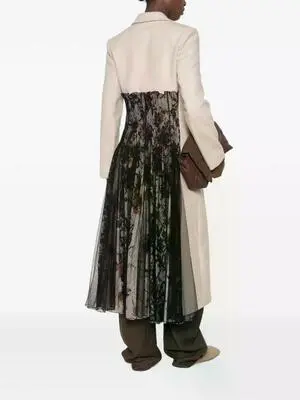 QUETSCHE Lace-panelled Single-breasted Coat