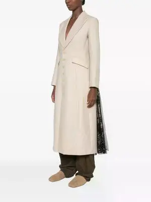 QUETSCHE Lace-panelled Single-breasted Coat