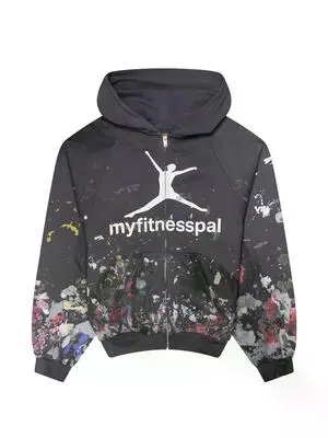 PRAYING Paint-splatter Logo-print Hoodie - Grey