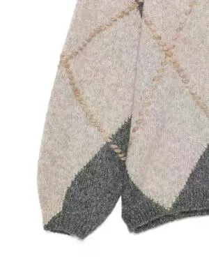 LUISA CERANO Argyle-patterned Whipstitch-trim Sweater