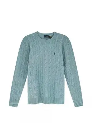 Polo Ralph Lauren Cable-knit Embroidered-logo Sweater - Blue