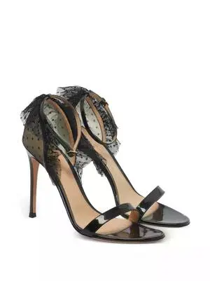 GIANVITO ROSSI Beatrice Patent Leather Lace Stiletto Sandals