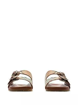 Burberry Check And Leather Urchin Sandals - Neutrals