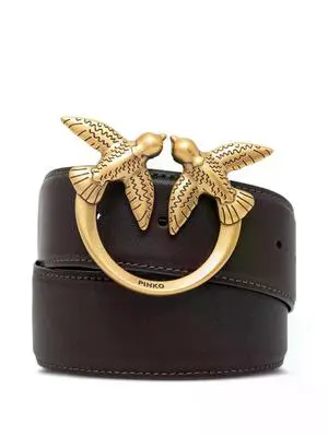 Pinko Love Birds Buckle Leather Belt - Brown
