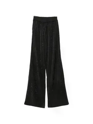 TWENTY FOURHAITCH Crystal-embellished Satin-finish Trousers
