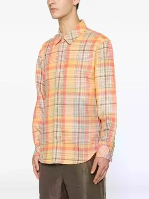 GOD'S TRUE LINEN Twilight Plaid Linen Shirt - Orange