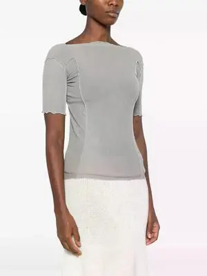 BASERANGE Ribbed Knit Boat-neck T-shirt - Grey