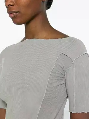 BASERANGE Ribbed Knit Boat-neck T-shirt - Grey