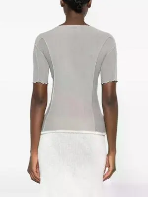 BASERANGE Ribbed Knit Boat-neck T-shirt - Grey
