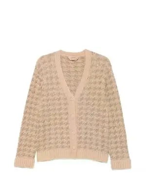TWINSET Sequin-embellished Houndstooth V-neck Cardigan - Neutrals