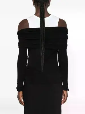 LE PETIT PULLE Off-shoulder Ruched Sweater