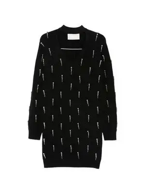 CIRCUS HOTEL Bead-embellished Cut-out Dress - Black