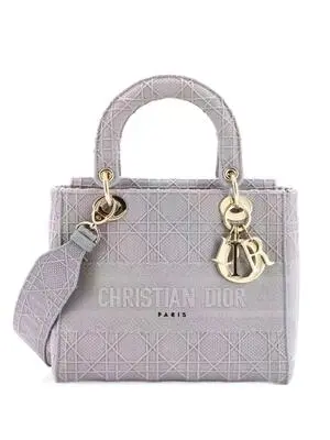 Dior Lady D-lite Bag Cannage Embroidered Canvas Satchel