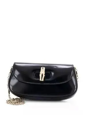 Gucci Bamboo Night Chain Leather Small Clutch Bag - Black