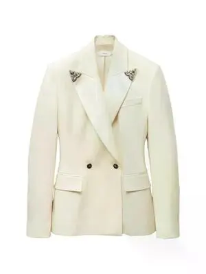 Versace Embroidered-lapel Stretch Wool Blazer