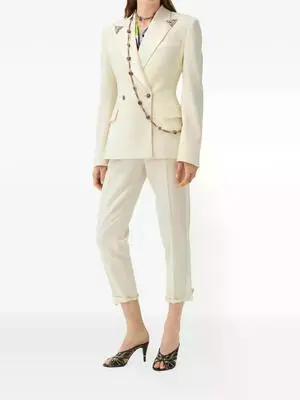 Versace Embroidered-lapel Stretch Wool Blazer