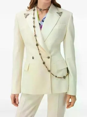 Versace Embroidered-lapel Stretch Wool Blazer