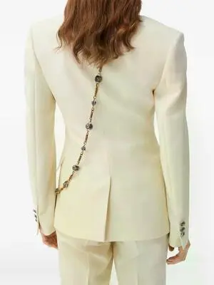 Versace Embroidered-lapel Stretch Wool Blazer