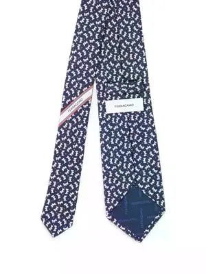 FERRAGAMO Charlie-print Silk Tie - Blue
