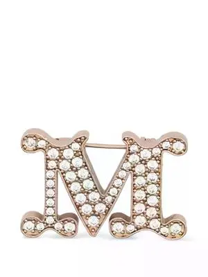 Max Mara M Logo-plaque Brooch - Gold