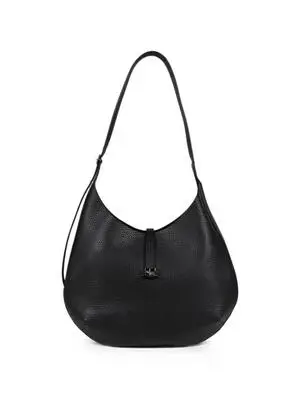 COURREGES Logo-plaque Pebbled-leather Tote Bag
