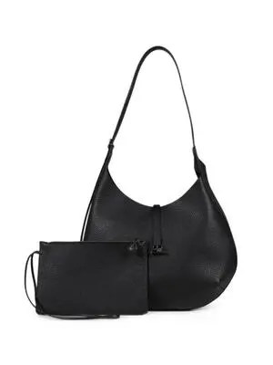 COURREGES Logo-plaque Pebbled-leather Tote Bag
