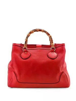 Gucci Vintage Diana Bamboo Top Handle Leather Medium Tote Bag