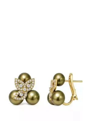 Yoko London Tahitian Pearl And Diamond Earrings - Gold