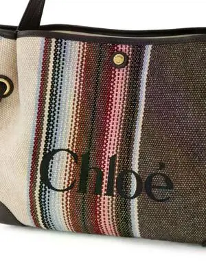 Chloé Clover Logo-embroidered Striped Tote Bag