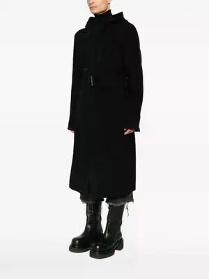 Rick Owens Belted Hooded Coat