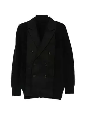 Sacai Double-breasted Layered Cardigan - Black