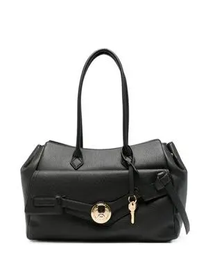 Moschino Padlock-detail Pebbled-leather Tote Bag - Black
