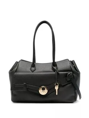 Moschino Padlock-detail Pebbled-leather Tote Bag - Black