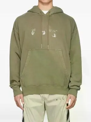 Off-White Logo Print Hoodie - Green