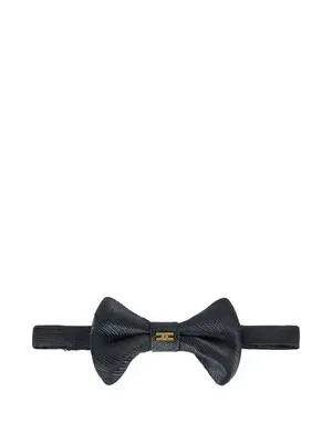 Elisabetta Franchi Ottoman Bow Tie With Golden Metal Logo Detail - Black